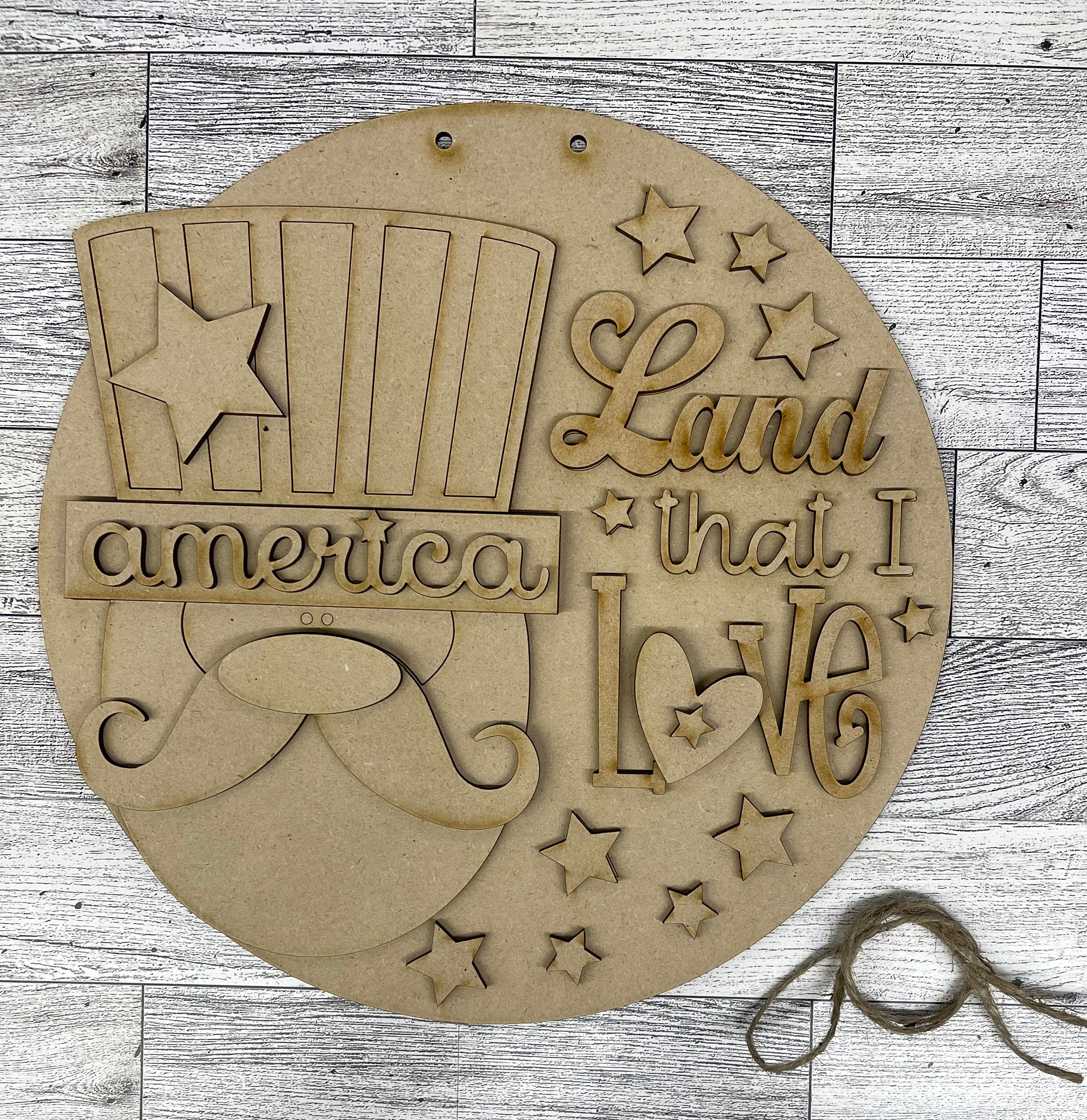 Land that I Love Uncle Sam Sign Cutouts, unpainted wooden cutouts - re ...