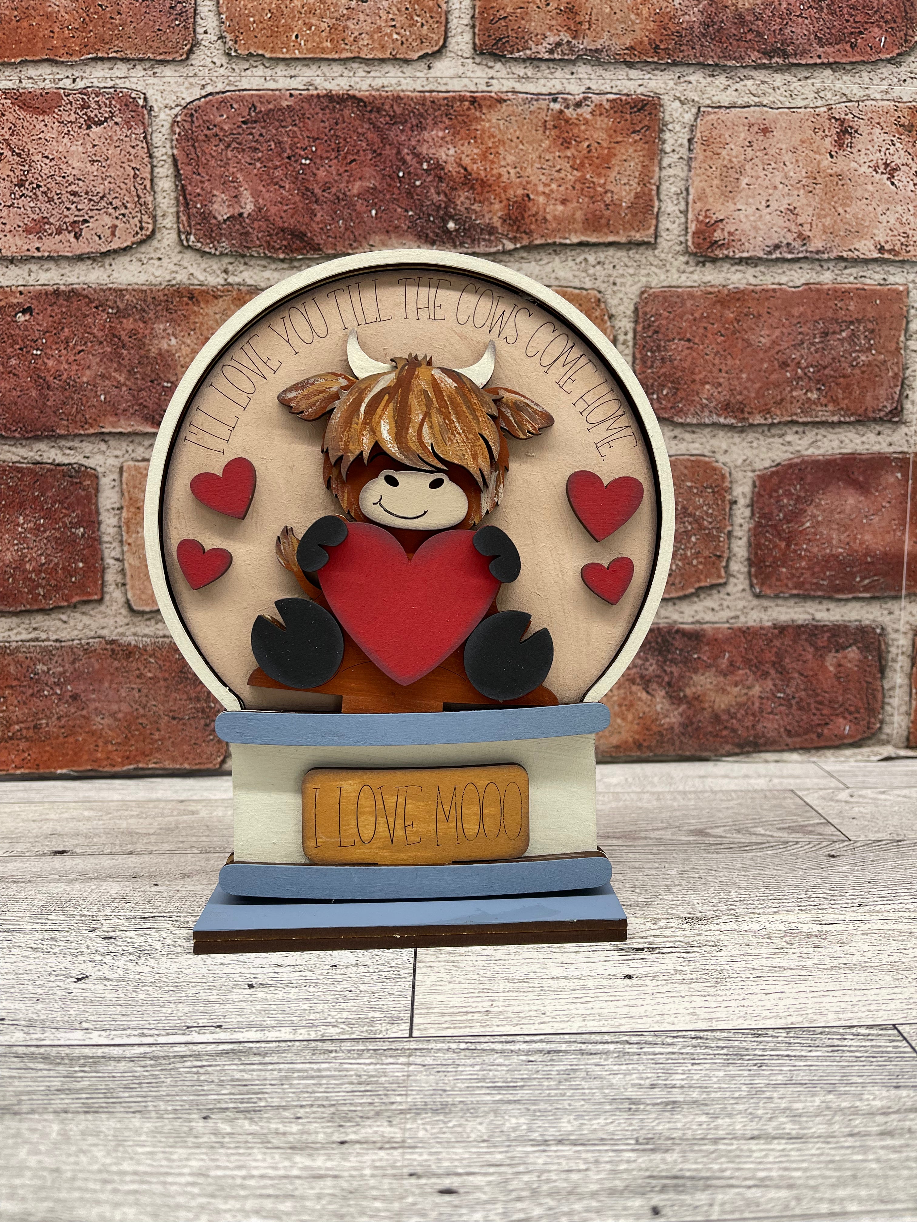 Valentines Highland Cow Water globe cutouts unpainted ready for you to ...