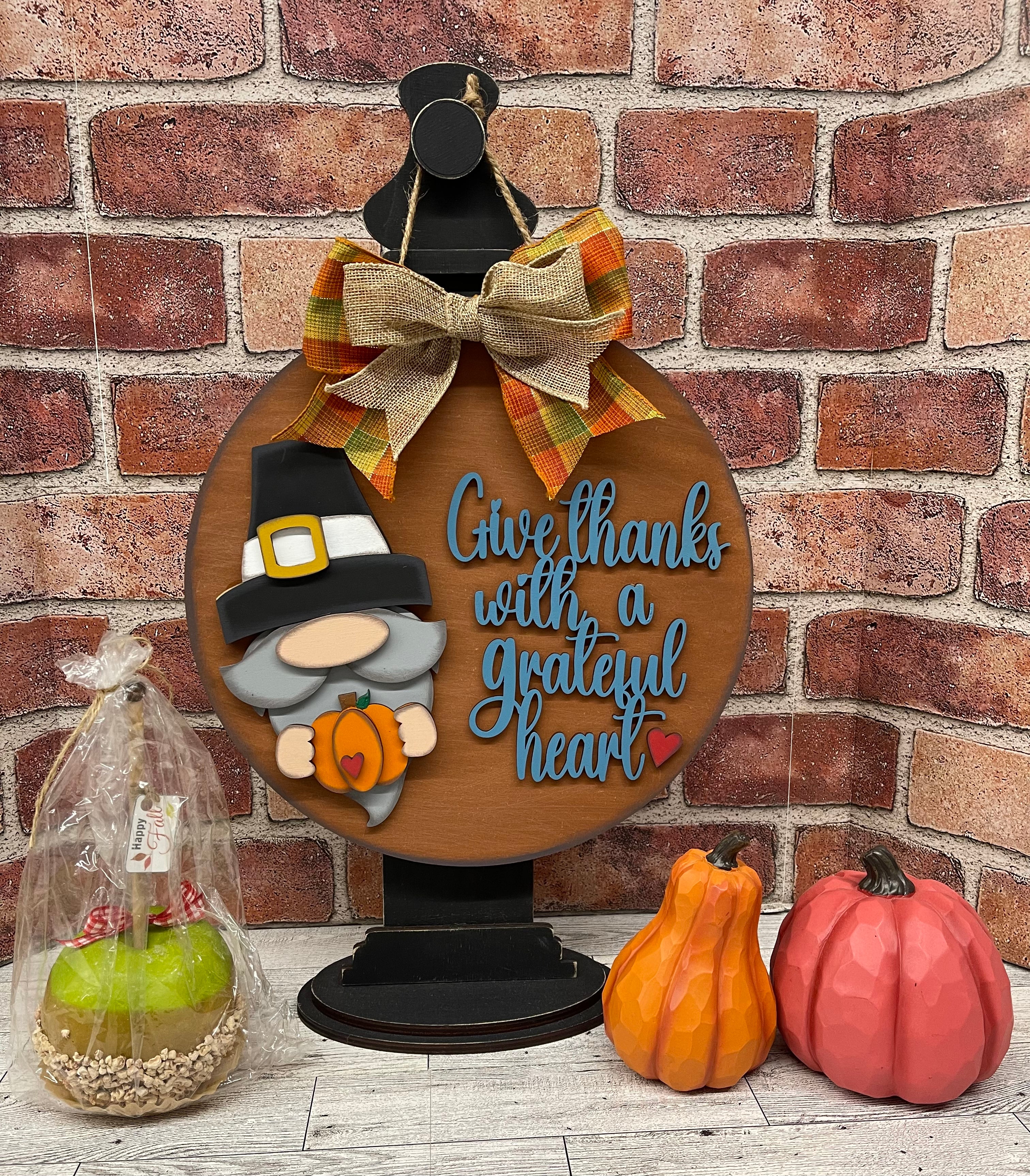 Give Thanks with a Grateful Heart Door Sign Kit, DIY Kit - unpainted w ...