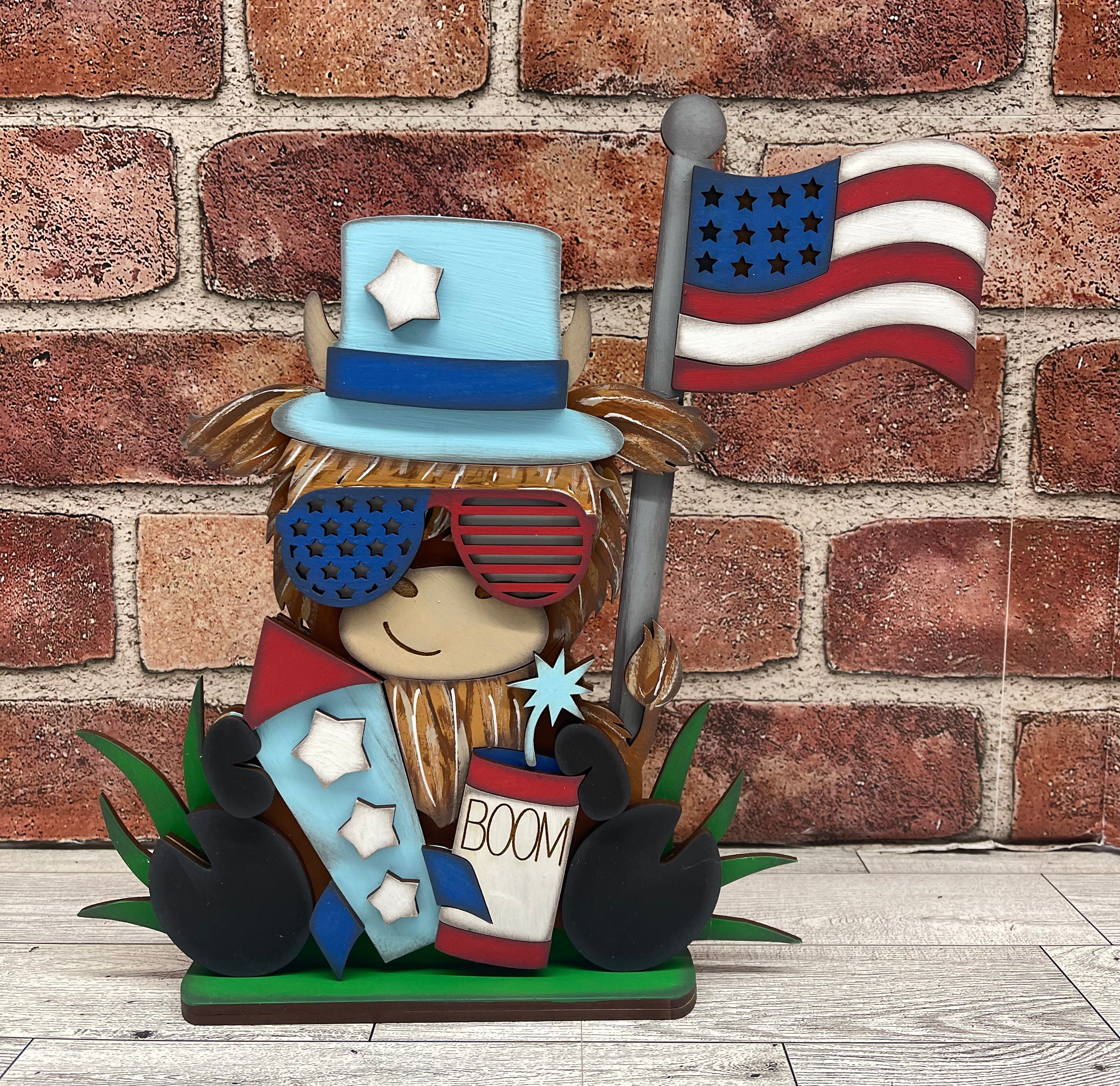 Patriot Highland Cow Sitter - diy Kit, unpainted wood cutouts – DIY ...