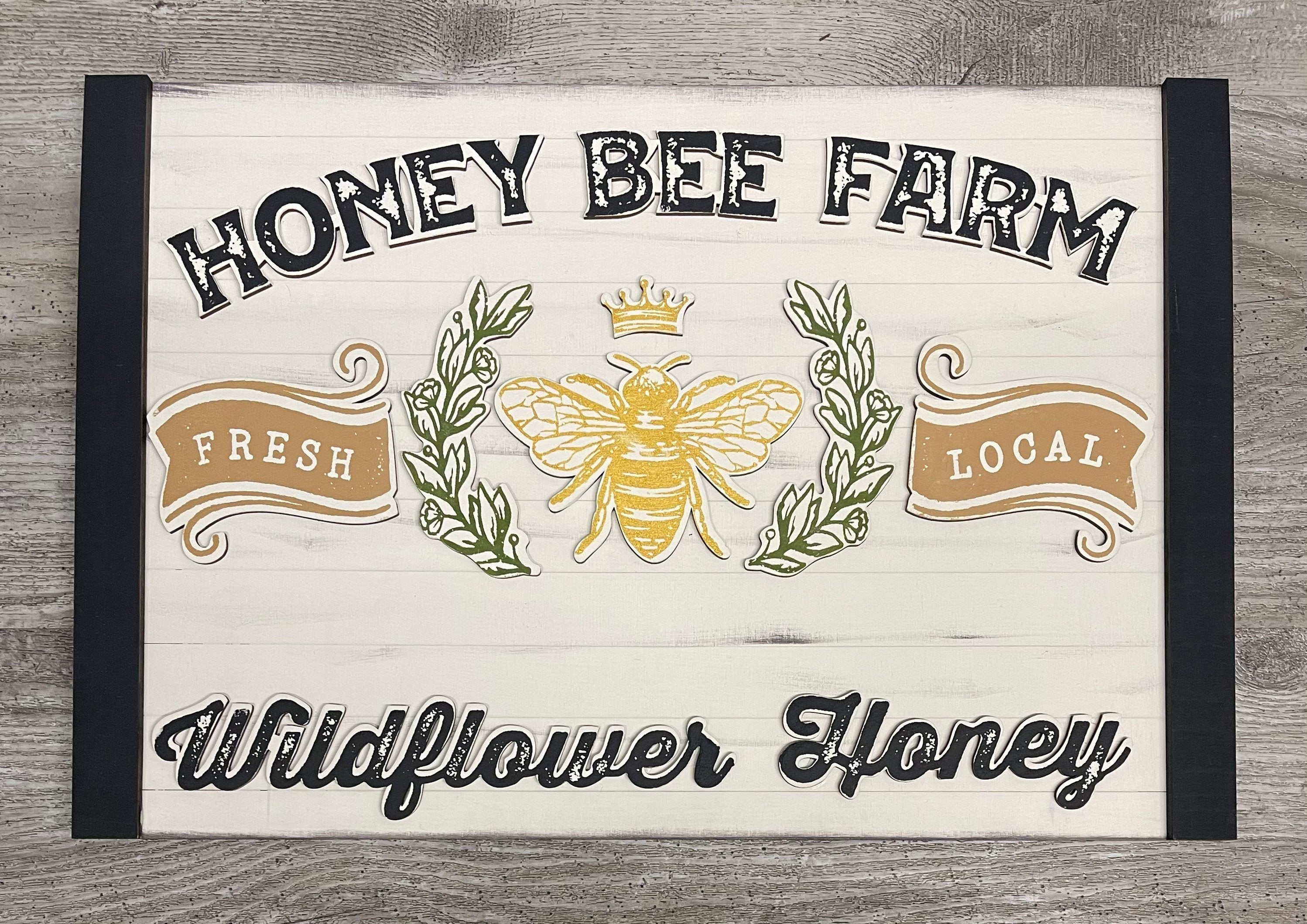 Honey Bee Farm Sign Kit with sign ready to paint, unpainted wood cutou ...