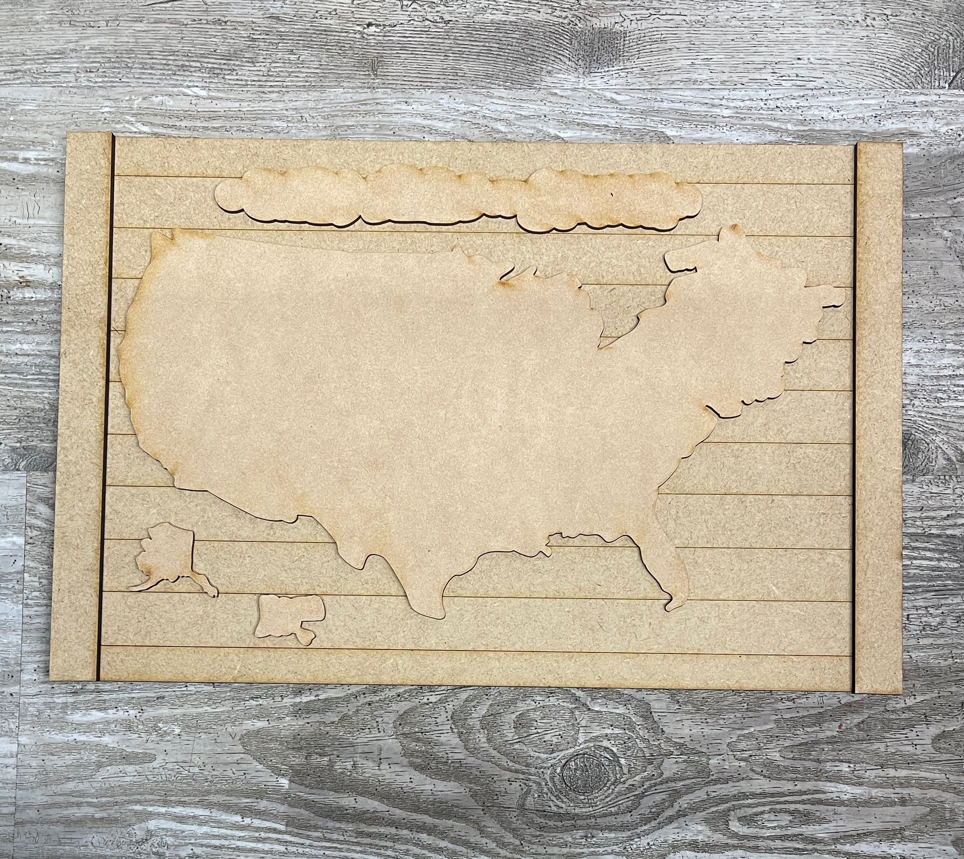 USA Map Cutouts with sign backer Kit ready to paint, unpainted wood cu ...