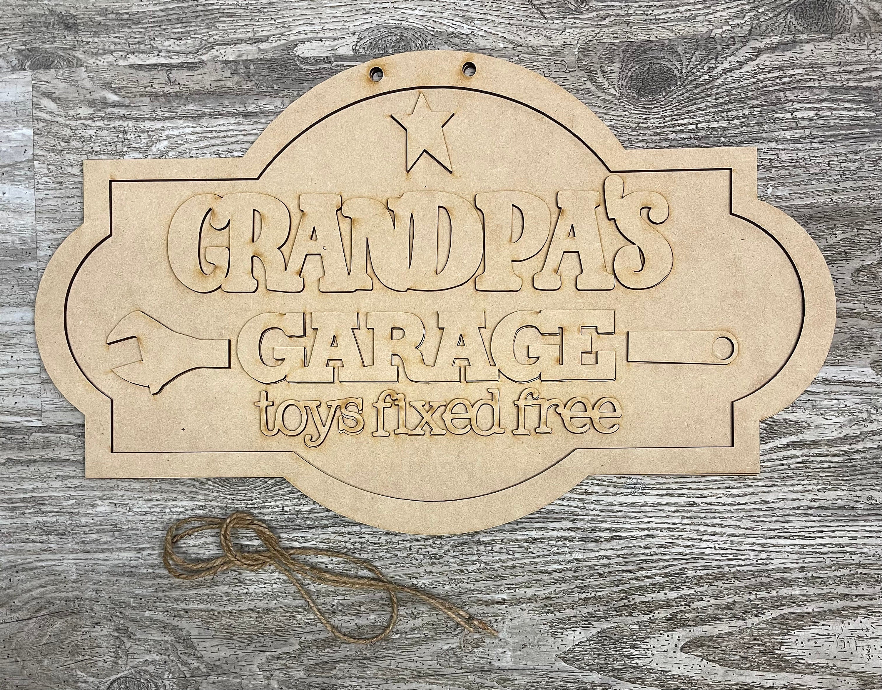 Grandpa's Garage Sign, unpainted wooden cutouts - ready for you to pai ...